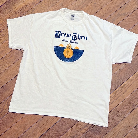Gildan | Shirts | Brew Thru Outer Banks Tshirt Obx | Poshmark
